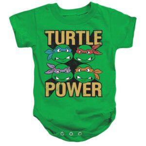 popfunk classic tmnt teenage mutant ninja turtles turtle power unisex infant snap suit for baby, kelly green, 6 months