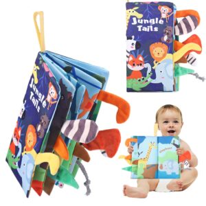 play-funny baby book 0-6 months,soft book for babies, crinkle tail books for newborn 0-3 months, baby gift for boys girls