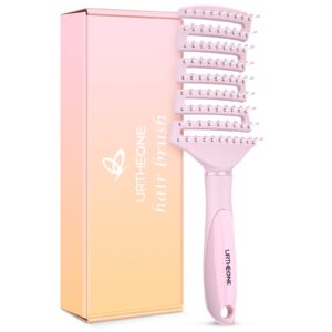 hair brush,curved vented detangling hair brushes for women men wet or dry hair,faster blow drying styling professional paddle vent detangler brush for curly thick wavy thin fine long short hair (pink)