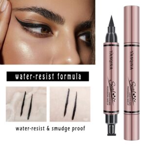 Jumbo Dual Ended Eyeliner, High-Capacity Liquid Black Winged Cat Eye Stamp & Liner Pen, Waterproof Makeup Tool for Women