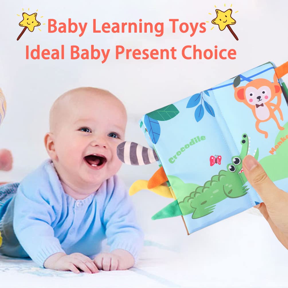 Play-Funny Baby Book 0-6 Months,Soft Book for Babies, Crinkle Tail Books for Newborn 0-3 Months, Baby Gift for Boys Girls