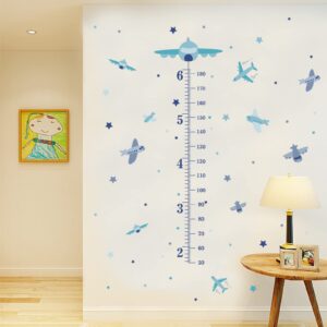 SUPERDANT 3pcs/Set Family Height Growth Chart Wall Sticker Airplane Star Self-Adhesive Height Wall Sticker for Bedoom Nursery Living Room Decor 38"x15"