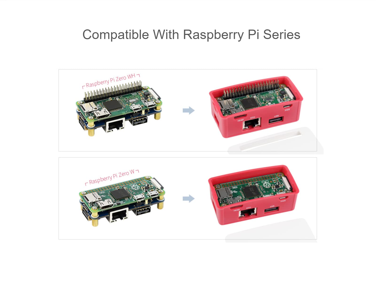 waveshare Ethernet/USB HUB HAT B with Box ABS Case for Raspberry Pi Zero/Zero W/2 W/Zero WH/2 WH,PC,with 1 RJ45 10/100M Ethernet Port, 3 USB Ports Compatible with USB2.0/1.1