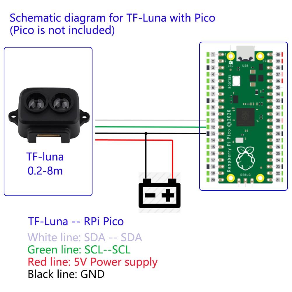 Wishiot TF-Luna LiDAR Range Finder Sensor 0.2m-8m Single-Point Ranging Module UART/I2C 5V with 6Pin Terminal to Dupont Cable for Arduino/RPi Pico/Pixhawk/WiFi_Lora_32