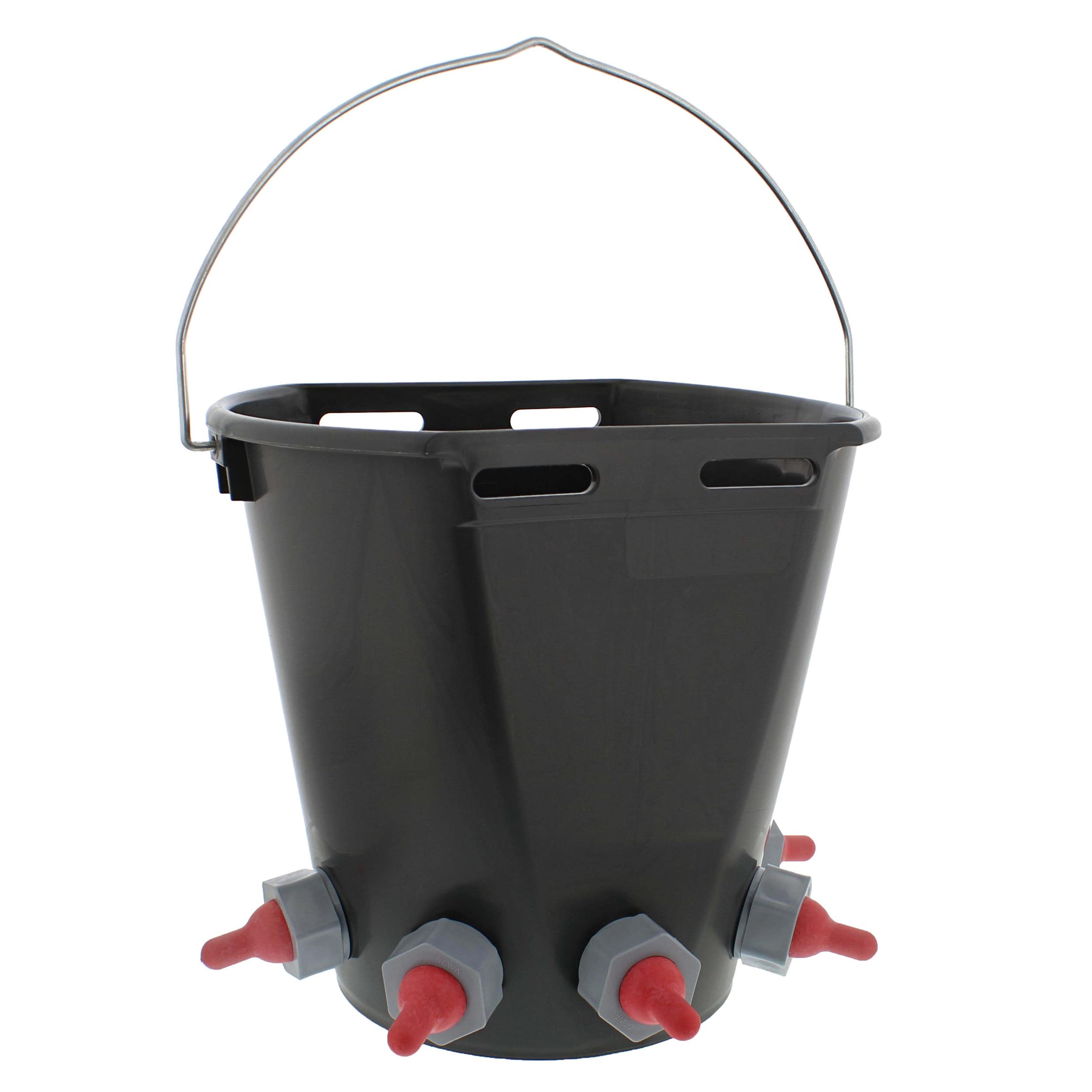 Rural365 Lamb Feeder Bucket - 8L Livestock Bucket with 5 Teat Animal Feeding Nipples Milk Feed for Calf Sheep and Goat