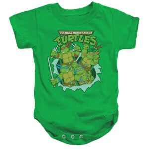 popfunk classic tmnt teenage mutant ninja turtles retro group unisex infant snap suit for baby, kelly green, 6 months