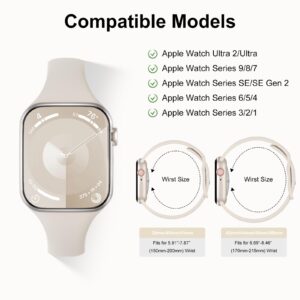 6 Pack Thin Bands Compatible with Apple Watch Band 38mm 40mm 41mm 42mm 44mm 45mm 46mm 49mm Women Men, Sport Silicone Strap Slim Wristband for iWatch Series 10 9 8 SE 7 6 5 4 3 2 1 Ultra