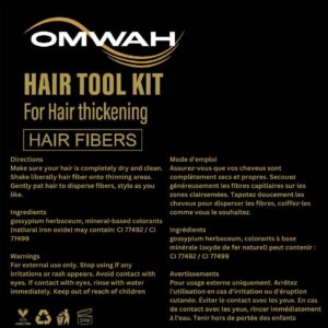 OMWAH Natural Hair Fibers for Thinning Hair - 2-in-1 Kit 27.5g Bottle - Natural Undetectable Thick Hair Fibers & Spray Applicator Pump Nozzle, Conceals Hair Loss (Dark Brown)