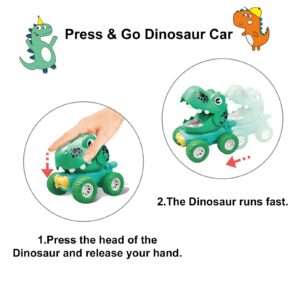 Dinosaur Cars Toys - 3Pcs Dinosaur Monster Trucks Car Toy with Light and Music, Dinosaur Toys for 18 Months+ Year Old Boy