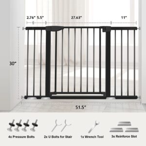 Derson 29.93"-51.5" Extra Wide Baby Gate for Stairs and Doorways, Auto-Close Safety Dog Gates for The House, Easy Walk Thru Baby Child Gate for Kids and Pets