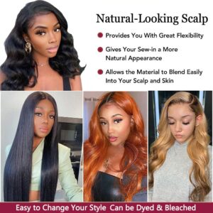 Kdmidun Body Wave Bundles with Closure Human Hair (14 16 18+12) 100% Unprocessed Brazilian Body Wave Human Hair Bundles with 4x4 Lace Closure Free Part Natural Color (Bundles with Closure)