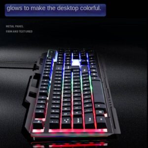 NC Backlit RGB Keyboard and Mouse Combination, Adjustable Breathing Light, Wired Gaming Keyboard, Wrist Rest Keyboard, Adjustable DPI Gaming Mouse, Suitable for Mac, PC and Laptop Gamers (Black)