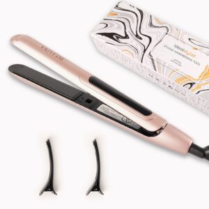 hair straightener - flat iron - ceramic hair straightener and curler 2 in 1-flat iron for hair prizm - 15 s fast heating-maximum 450 df (1.1 inch,champagne gold)