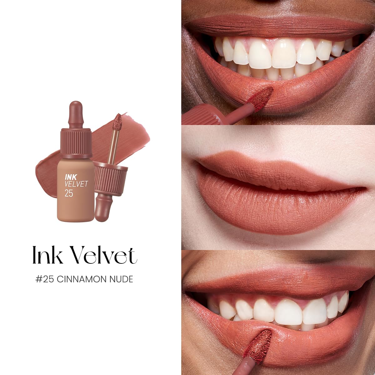 Peripera Ink the Velvet Lip Tint - High Pigment Color, Longwear, Weightless, Not Animal Tested, Gluten-Free, Paraben-Free (025 CINNAMON NUDE)