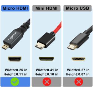 Twozoh Right Angled Micro HDMI to HDMI Adapter Cable, Nylon Braided 90°Degree Micro HDMI Male to HDMI Female Cable (Type D to Type A) Support 4K/60Hz 1080p (0.6FT)