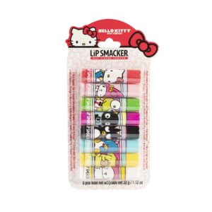 lip smacker sanrio hello kitty and friends 8-piece flavored lip balm, my melody, little twin stars, and chococat, hydrating & protecting - cruelty-free