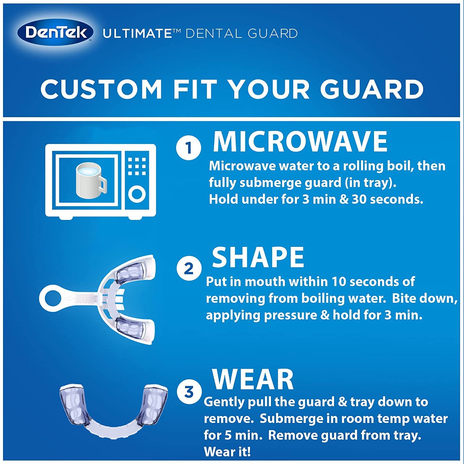 DenTek Ultimate Guard for Nighttime Teeth Grinding with Fresh Guard Soak Clear Braces