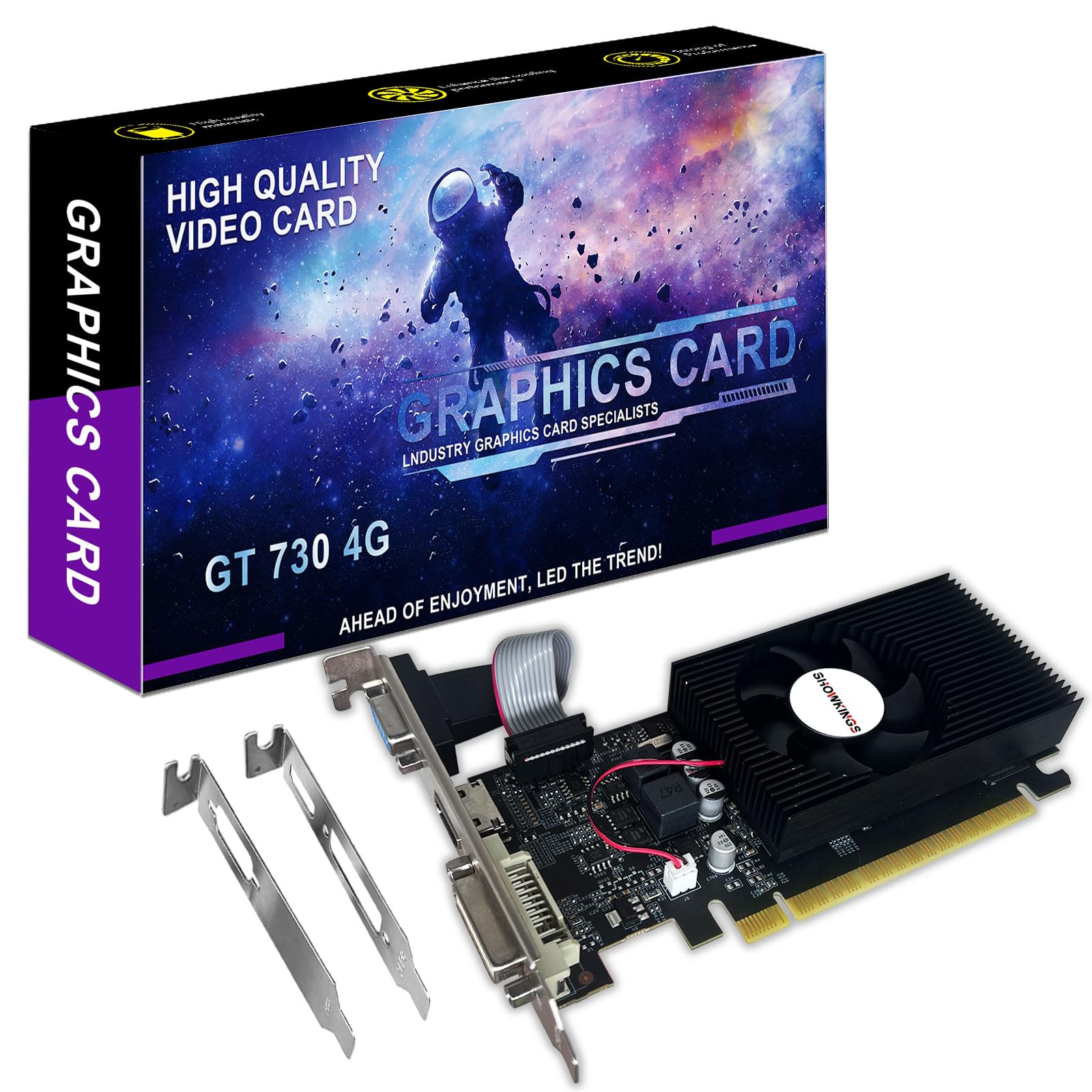 SHOWKINGS GeForce GT 730 4GB Graphics Card, 128Bit GDDR3 PCIe x16 Low Profile Computer GPU for Working, HDMI VGA DVI Output Desktop Gaming Video Card Support Win11 2K with Bracket