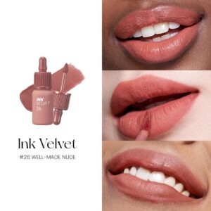 Peripera Ink the Velvet Lip Tint - High Pigment Color, Longwear, Weightless, Not Animal Tested, Gluten-Free, Paraben-Free (026 WELL-MADE NUDE)