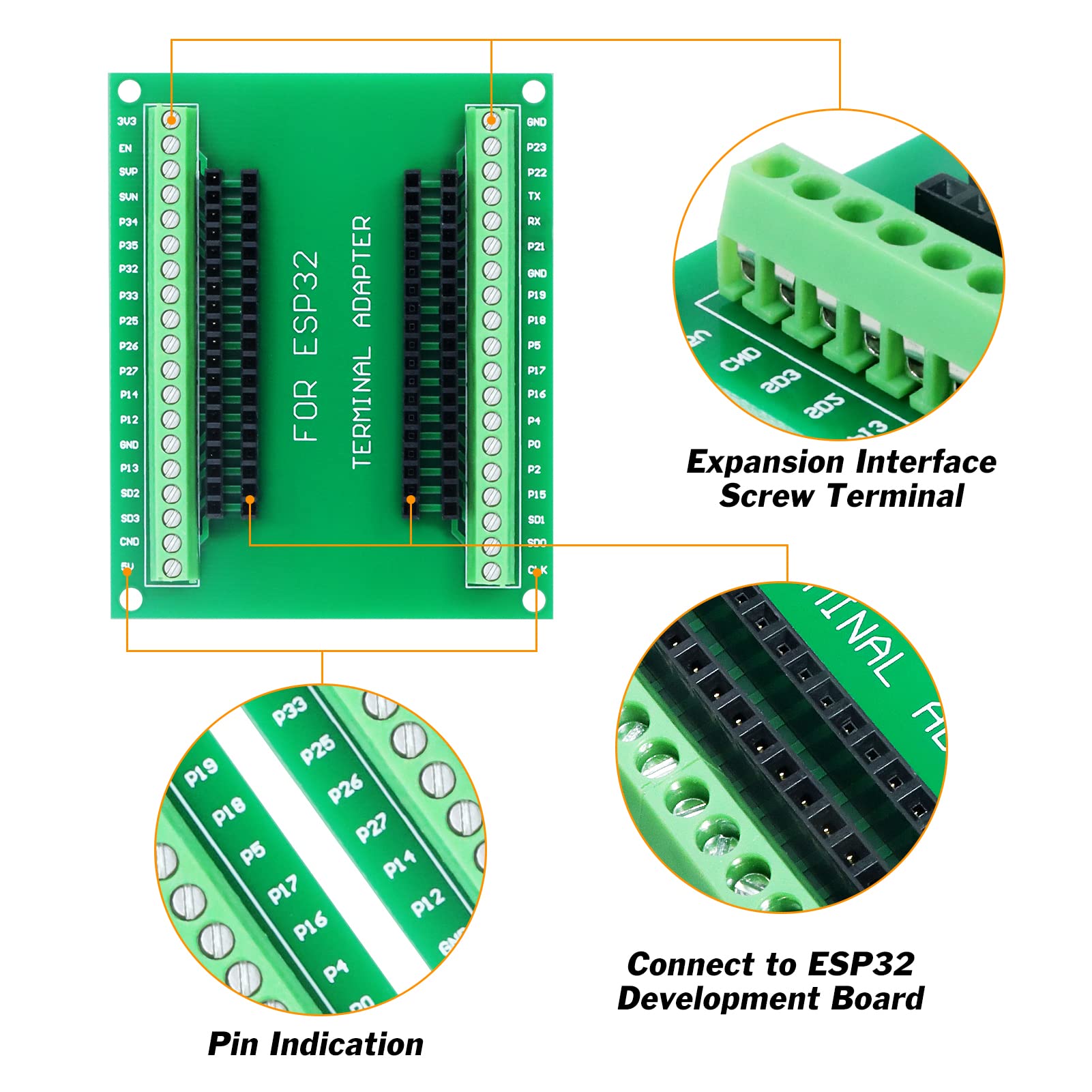 KeeYees 2pcs ESP32 Breakout Board GPIO 1 into 2 for 38PIN No Mounting Hole Version ESP32 Development Board