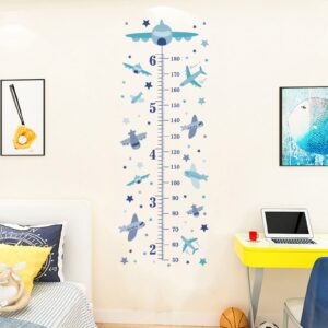 SUPERDANT 3pcs/Set Family Height Growth Chart Wall Sticker Airplane Star Self-Adhesive Height Wall Sticker for Bedoom Nursery Living Room Decor 38"x15"