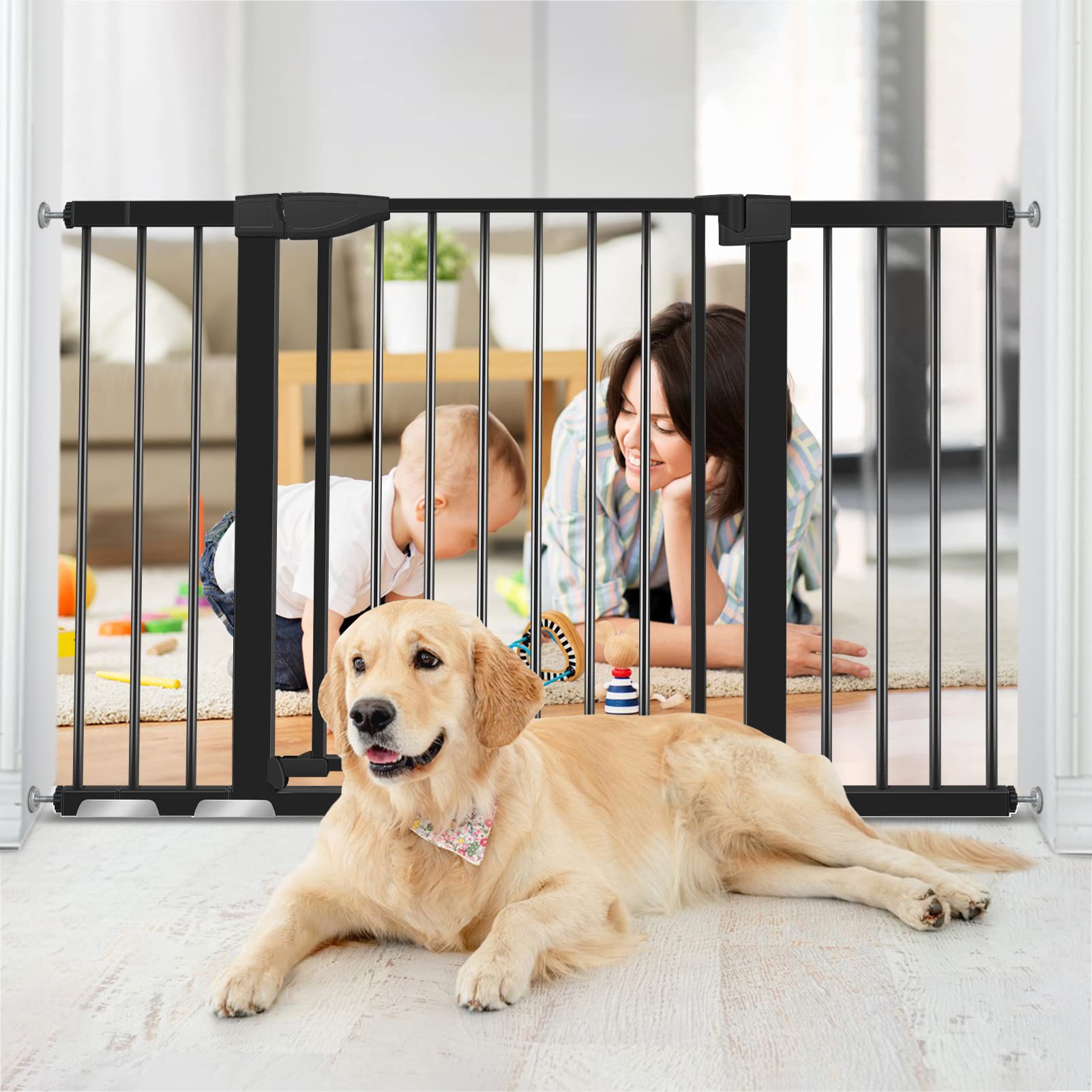 Derson 29.93"-51.5" Extra Wide Baby Gate for Stairs and Doorways, Auto-Close Safety Dog Gates for The House, Easy Walk Thru Baby Child Gate for Kids and Pets