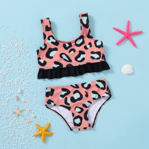 YOUNGER TREE Toddler Swimsuit Girl 2-Pieces Leopard Bathing Suits Halter Top Bikini Bottoms Swimming Suit Kids Beach Swimwear (5-6T, Pink Leopard)…