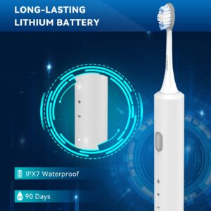 Simple Plus+ Ultraonic Electric Toothbrush Ultra Clean, Ultrasonic Automatic Toothbrush with 5 Brush Heads for Adults, Fast Charge 90 Days Battery Life, Cordless and Soft Electric Toothbrush