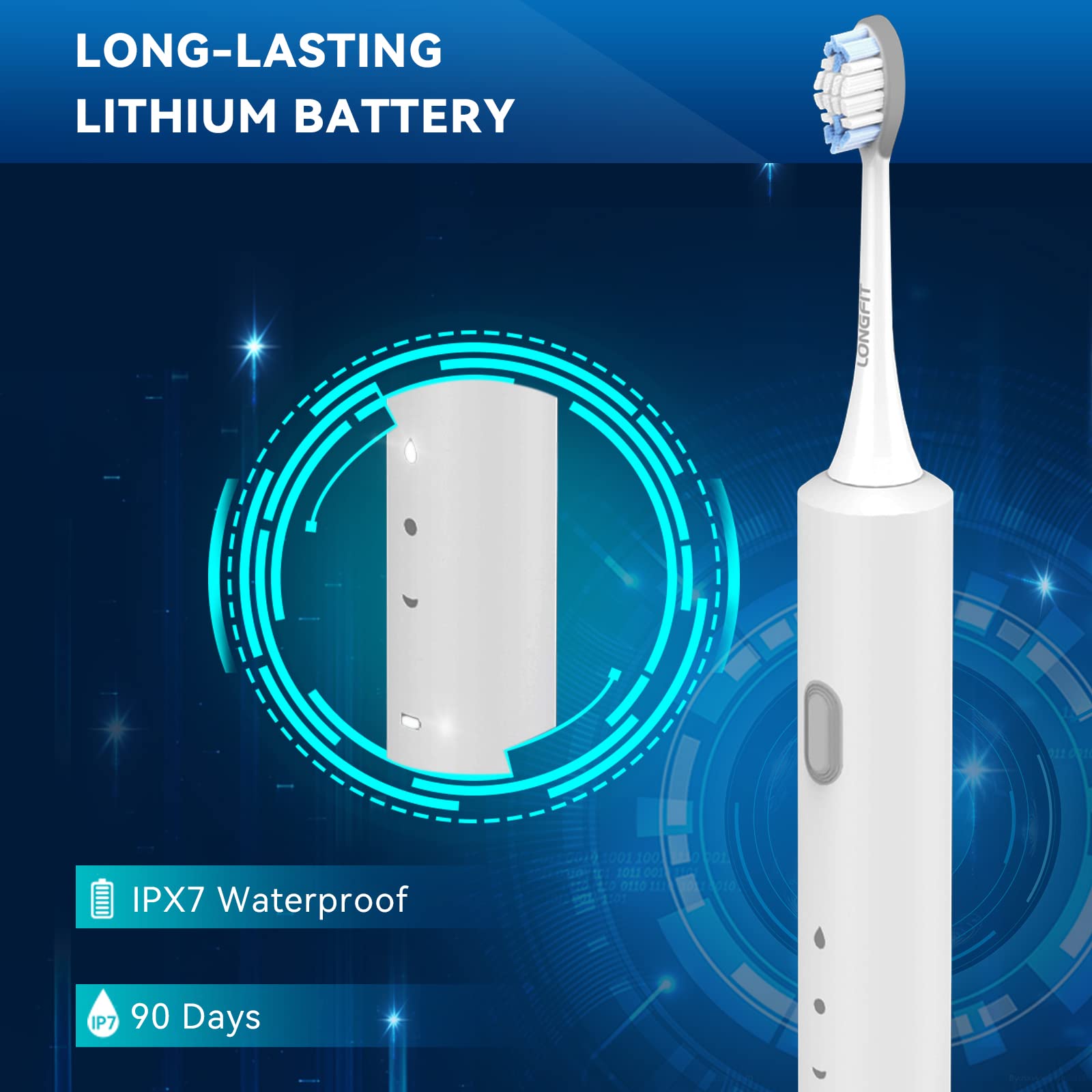 Simple Plus+ Ultraonic Electric Toothbrush Ultra Clean, Ultrasonic Automatic Toothbrush with 5 Brush Heads for Adults, Fast Charge 90 Days Battery Life, Cordless and Soft Electric Toothbrush