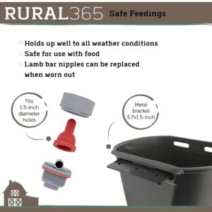 Rural365 Lamb Feeder Bucket - 8L Livestock Bucket with 5 Teat Animal Feeding Nipples Milk Feed for Calf Sheep and Goat