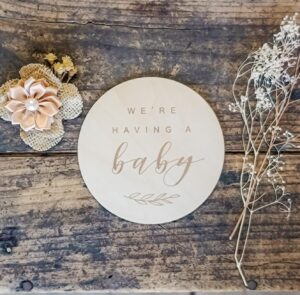 amos and sawyer"we're having a baby wood birth announcement sign, newborn photo prop