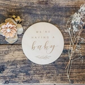 AMOS and SAWYER"We're Having a Baby Wood Birth Announcement Sign, Newborn Photo Prop