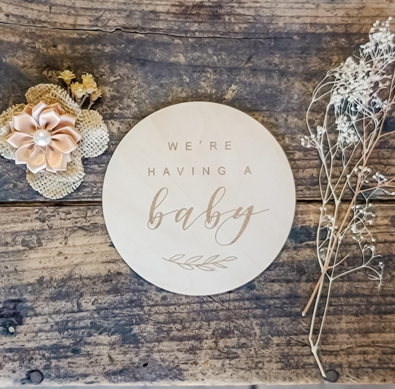 AMOS and SAWYER"We're Having a Baby Wood Birth Announcement Sign, Newborn Photo Prop