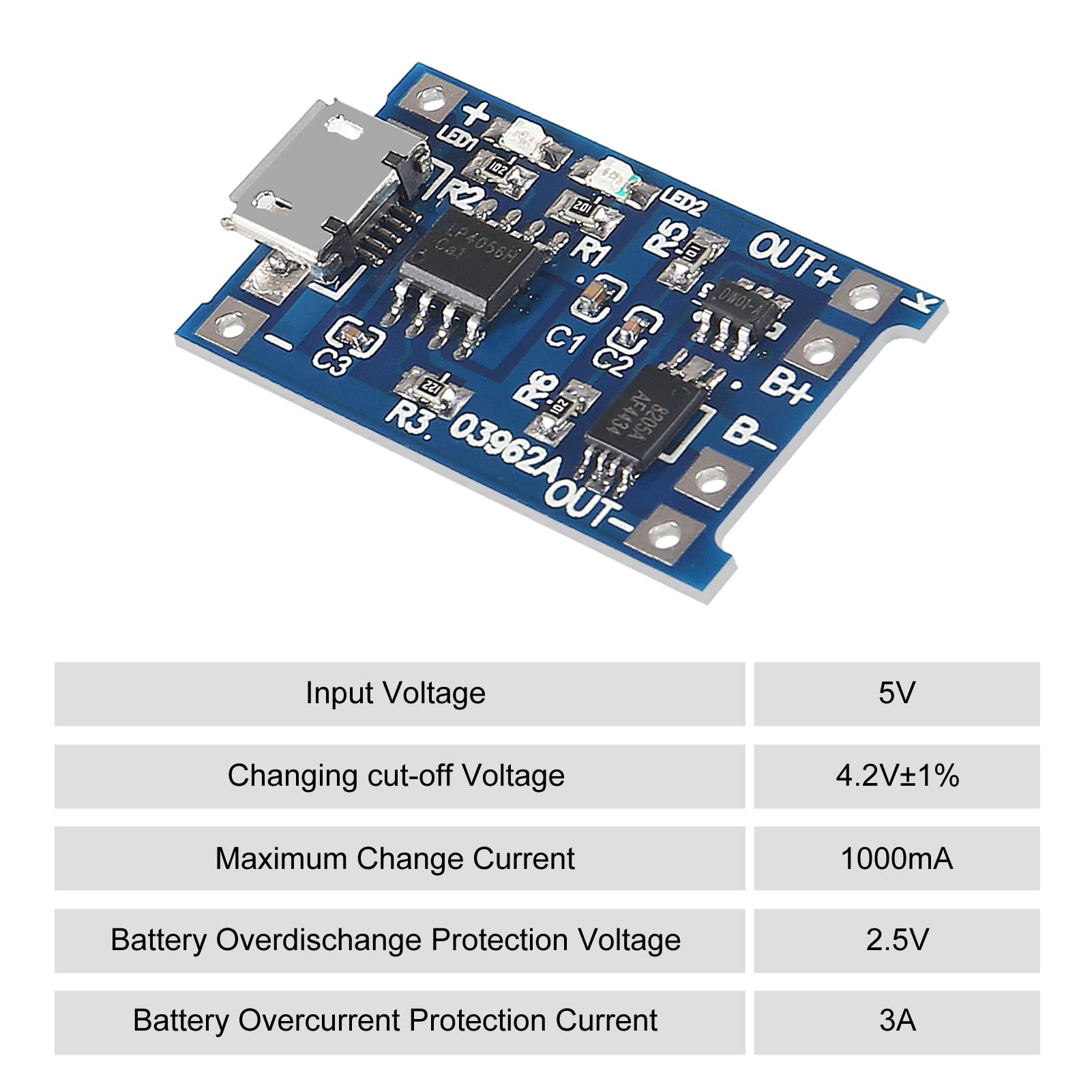 20pcs 18650 Lithium Battery Charging Board TP4056 Micro USB Charging Board 5V 1A with Battery Protection Dual Functions TP4056 Lithium Battery Charge Module