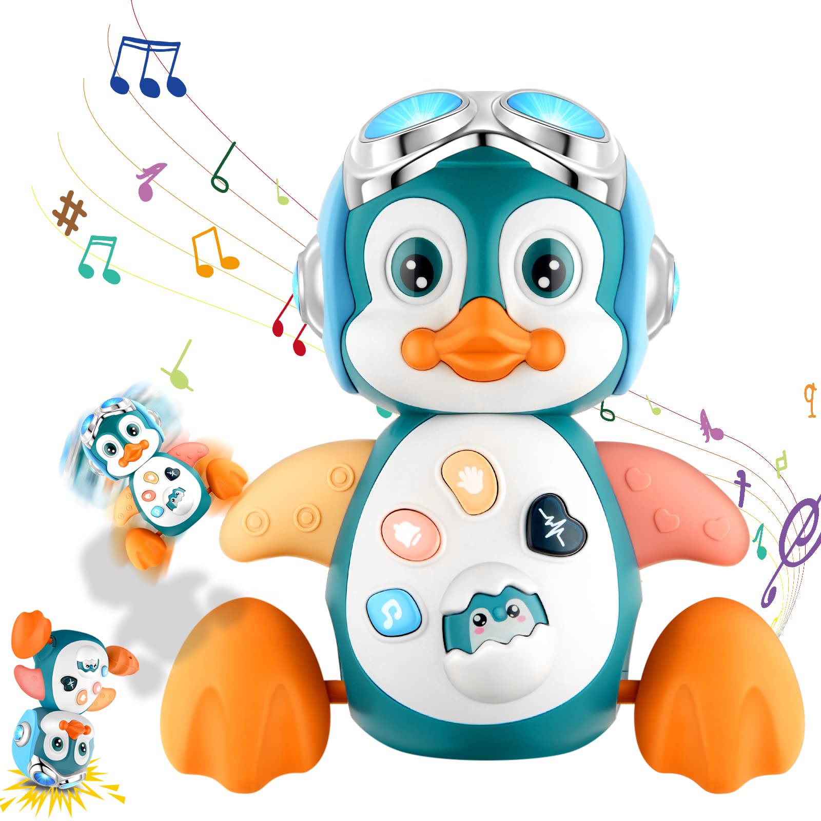 US-VIVIV Baby Musical Toys Penguin 6-18 Months 2 Year Old and up Boys Girls Crawling Toys Early Learning Interactive Educational Preschool Development Kid Birthday Gifts Toy Christmas