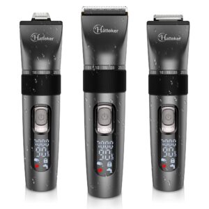 Hatteker Adjustable Beard Trimmer Hair Cutting Kit Hair Clippers for Men Cordless Waterproof Three-Speeds/15-pieces Hair Trimmer USB Rechargeable