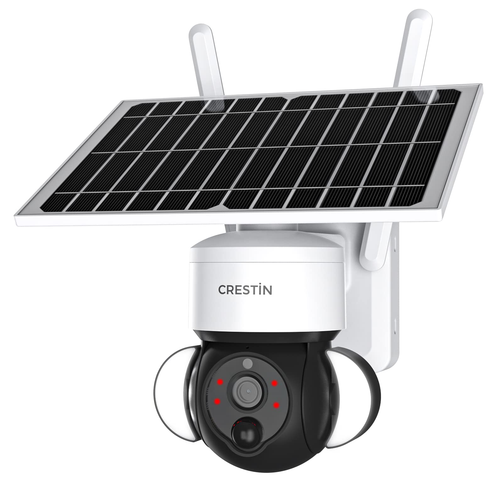 CRESTIN Solar Security Camera Wireless Outdoor, Pan Tilt 360° 2MP Solar Powered Security Camera&Battery Powered, 98ft Night Vision WiFi Wireless Came