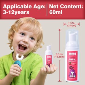 NOHOO Foam Toothpaste Kids with Fruit Flavor, 2 Pack Fluoride Free Natural Formul, Foam Toothpaste for Electric Toothbrush,Suitable for Toddler's Oral Cleaning and Cavity Prevention