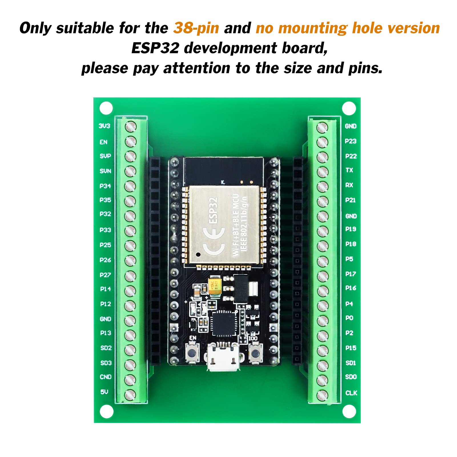 KeeYees 2pcs ESP32 Breakout Board GPIO 1 into 2 for 38PIN No Mounting Hole Version ESP32 Development Board