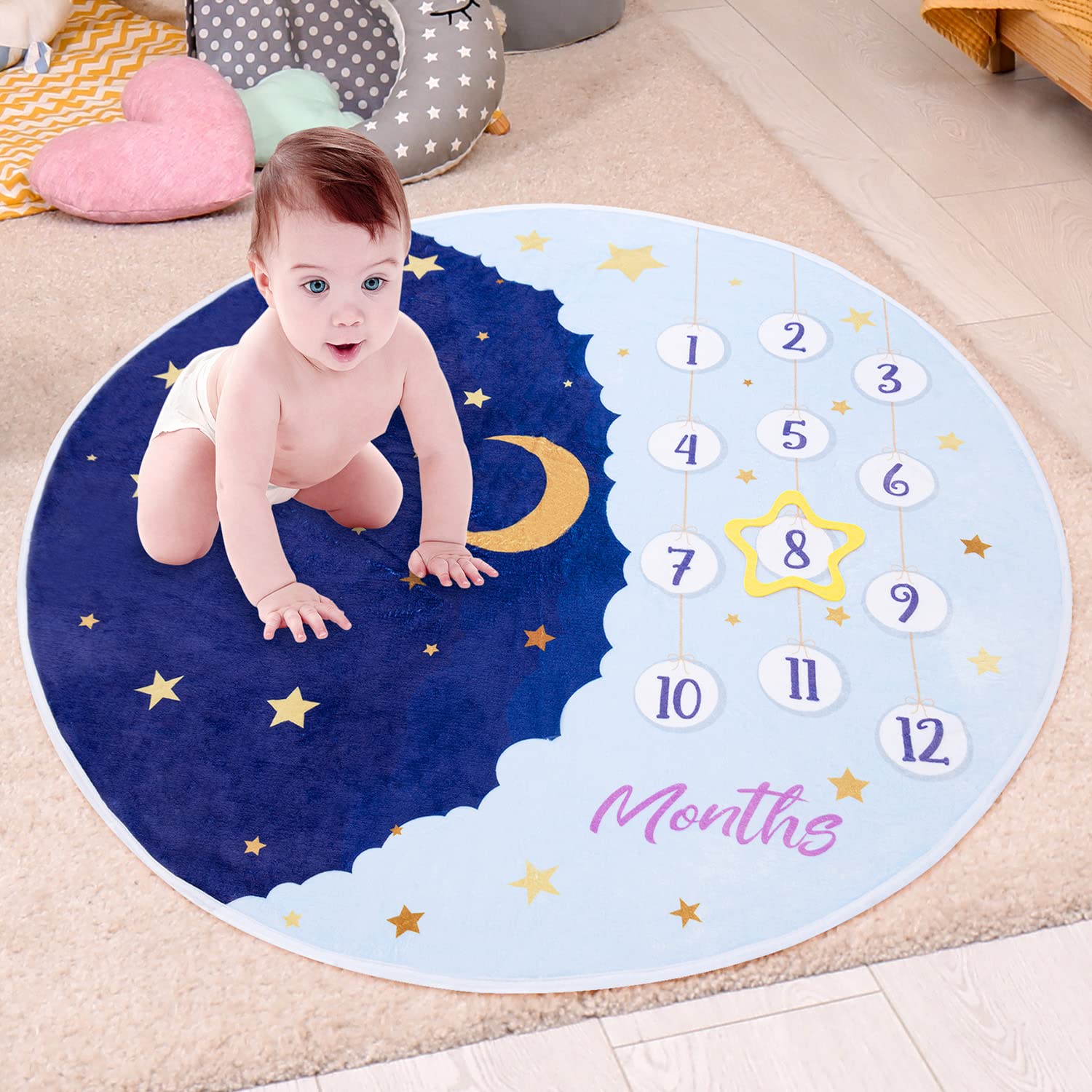 DERSEN Baby Monthly Milestone Blanket Unisex | Baby Milestone Blanket Boy, Girl Baby Growth Chart Blanket