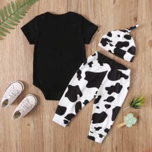 Detigee Baby Boy First Birthday Outfit Newborn One Year Old Clothes Baby Cow Outfit (Black,6-12 Months)