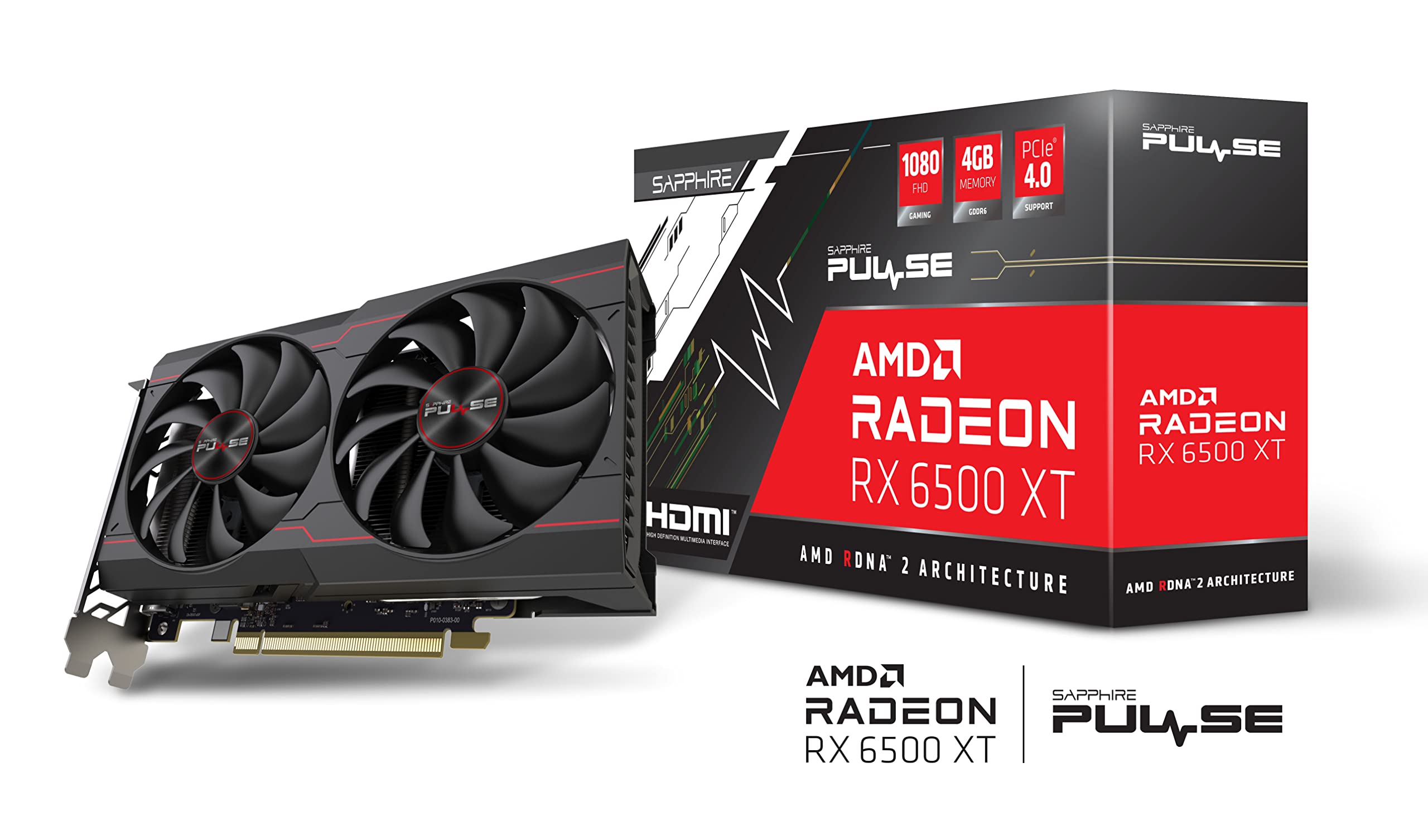 Sapphire 11314-01-20G Pulse AMD Radeon RX 6500 XT Gaming OC Graphics Card with 4GB GDDR6, AMD RDNA 2