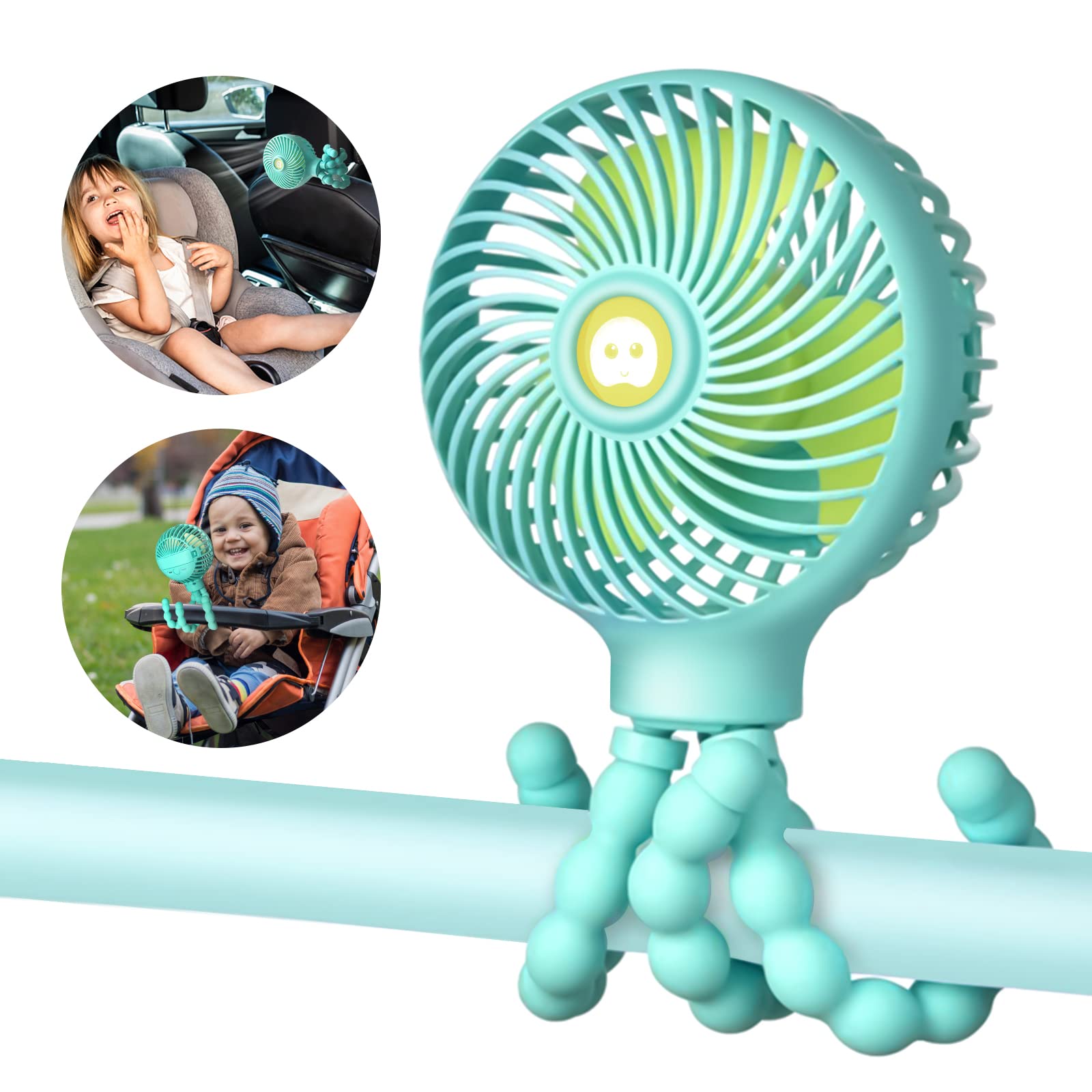 Car Seat Fans for Backseat Baby, Stroller Clip on Fan for Baby, USB Mini Battery Operated Handheld Fans for Baby Car Home Office Outside