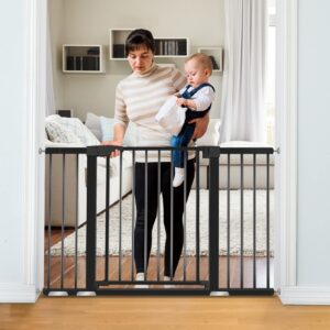 derson 29.93"-51.5" extra wide baby gate for stairs and doorways, auto-close safety dog gates for the house, easy walk thru baby child gate for kids and pets