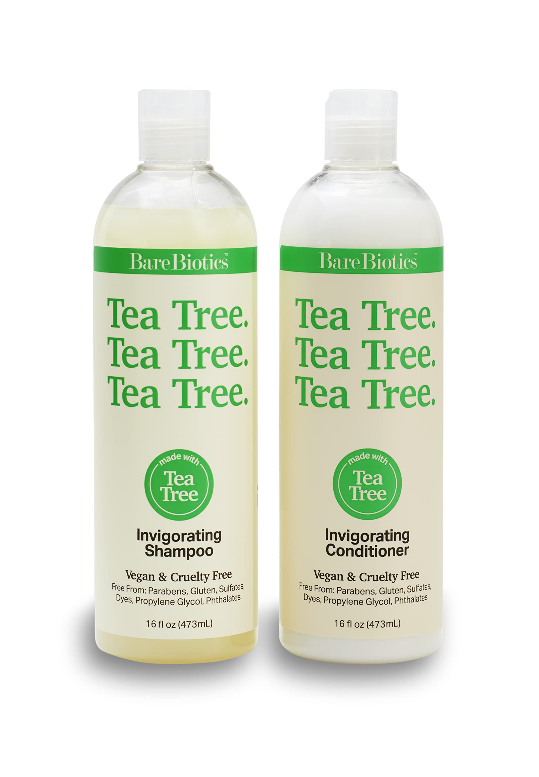 BARE BIOTICS Scalp Refreshing and Invigorating Tea Tree Hair Shampoo, 16 fl. Ounces