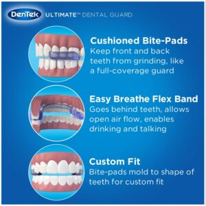 DenTek Ultimate Guard for Nighttime Teeth Grinding with Fresh Guard Soak Clear Braces