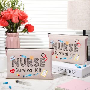 Saintrygo 20 Pieces Nurse Cosmetic Bag Nurse Survival Kit Makeup Bags Canvas Multi Purpose Zipper Pouch Nurse Practitioner Gifts for Women Nurses School Nurse Practitioner Supplies