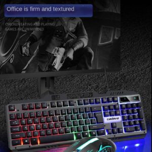 NC Backlit RGB Keyboard and Mouse Combination, Adjustable Breathing Light, Wired Gaming Keyboard, Wrist Rest Keyboard, Adjustable DPI Gaming Mouse, Suitable for Mac, PC and Laptop Gamers (Black)