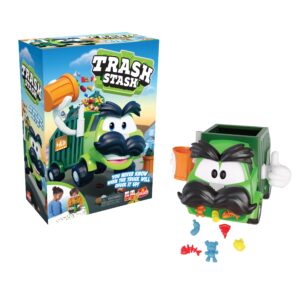 Goliath Trash Stash Game - Fill Trashcan, Watch It Dump Into Garbage Truck Or Truck Chucks It Up - No Reading Required, Ages 4 and Up, 2-4 Players , Green