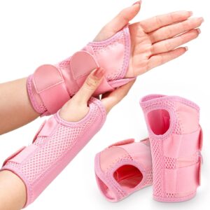 2 pieces wrist brace carpal tunnel for men women arthritis wrist brace protector night sleep removable wrist support carpal tunnel for helping people have a better sleep(small/medium,pink)